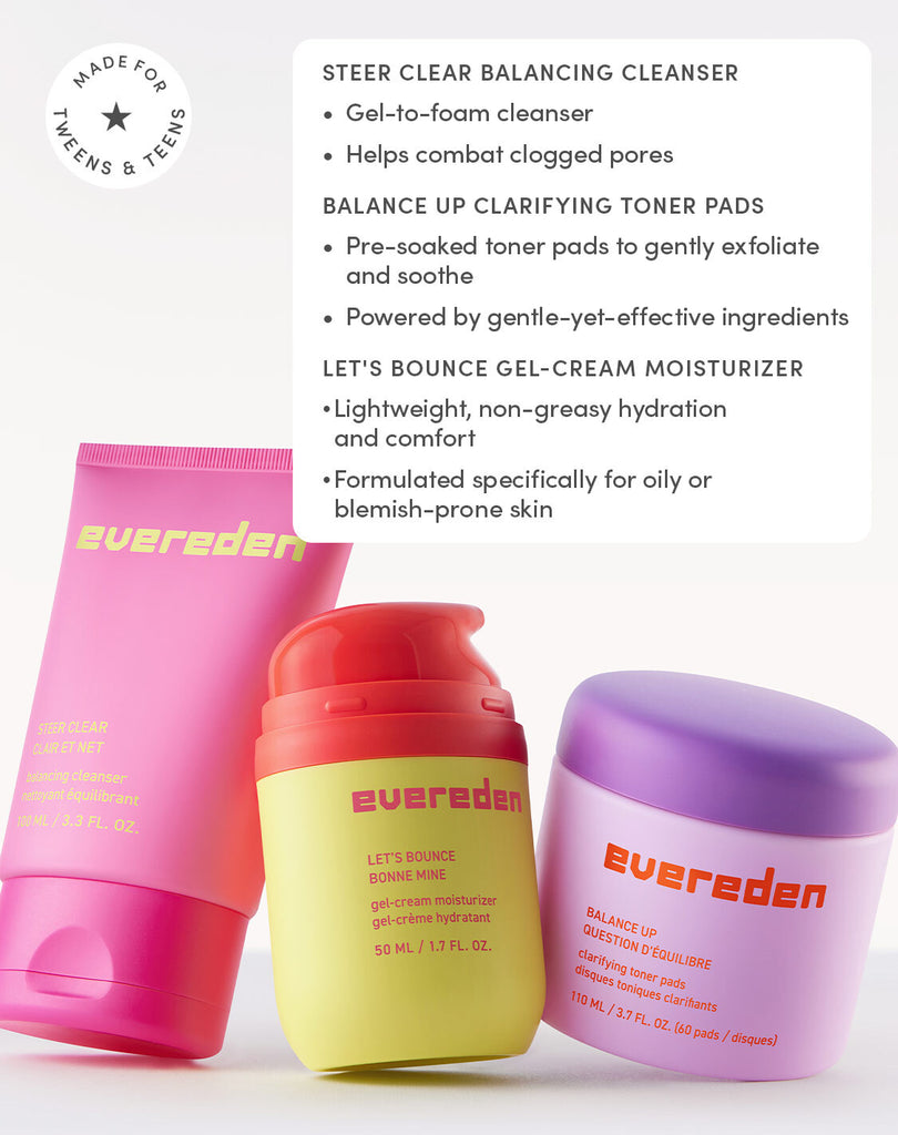 Evereden | Skincare For Teens | Clear Skin Trio For Teens Ages 12+